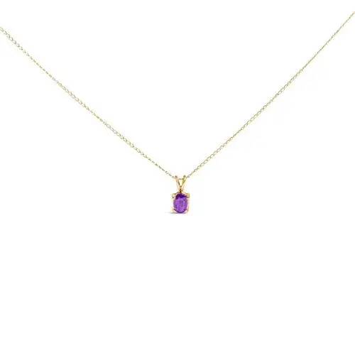 HAUS OF BRILLIANCE 14k Gold Gemstone Solitaire Pendant Necklace - Purple Amethyst | Yellow